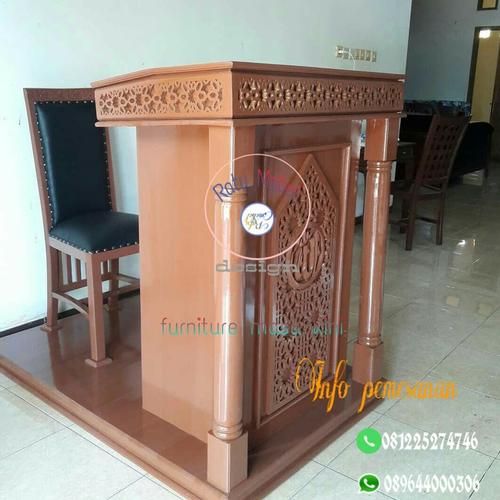 Jual mimbar masjid mini ukuran 100x150cm jati super -kursi masjid ...