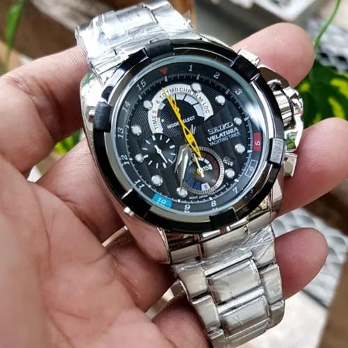 Jual Jam Pria Seiko Velatura Stainless Silver Black Type Best Seller ...