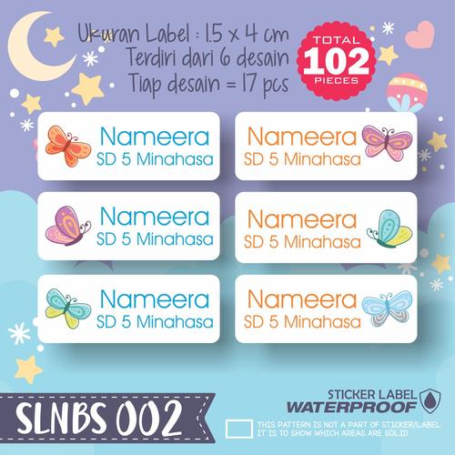 Jual SLNBS-002 stiker label nama anak kartun sticker anti air princess ...