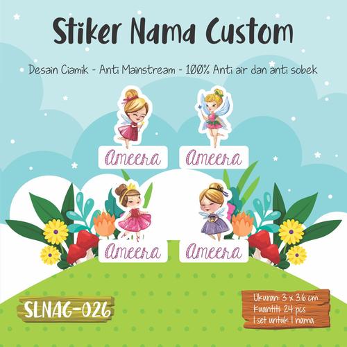 Jual sticker label nama anak kartun cewek princes peri kecil cute SLNAG ...