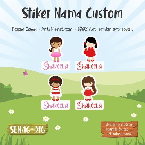 Jual sticker label nama anak kartun cewek cute princess lucu SLNAG-016 ...