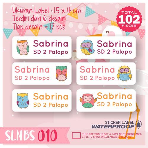 Jual SLNBS-010 stiker label nama anak kartun sticker anti air princess ...