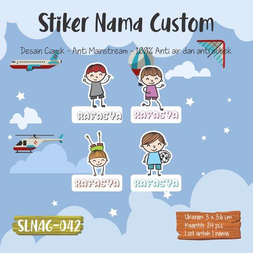 Jual sticker label nama anak kartun cowok cute bola laki-laki SLNAG-042 ...