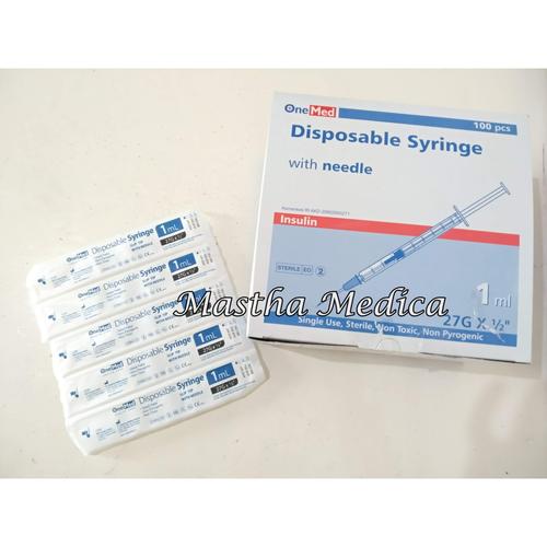 Jual Disposable Syringe With Needle One Med 1 ml Insulin 1 cc Onemed ...