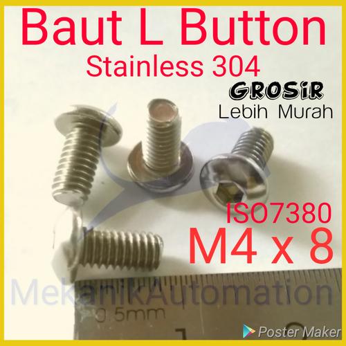 Jual Baut Button L M4 x 8 SUS304 - Jakarta Timur - Mekanikautomation | Tokopedia