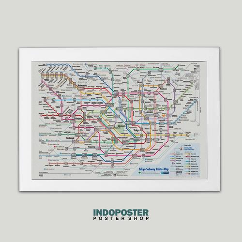 Jual IP368 Poster Hiasan Dinding Tokyo Subway Route Map 45x30cm - Kab ...