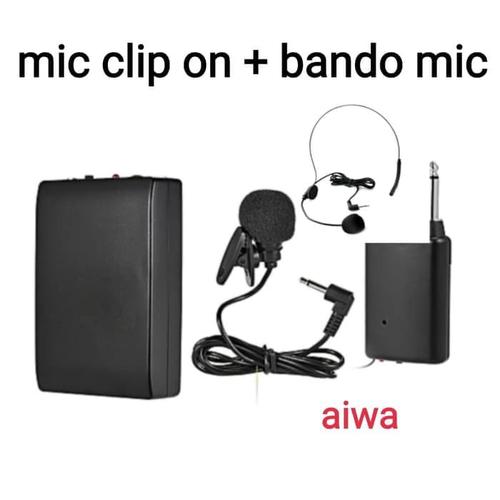 Jual mic wireless jepit dikepala dan baju / microphone Meeting aiwa ...