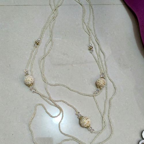 Jual Kalung Manik Putih Panjang Rumbai kalung fashion - Kota Batam ...