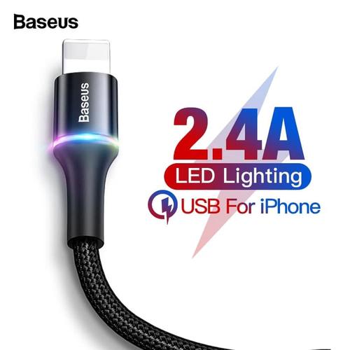 Promo Baseus Kabel Charger 2.4A Colored Lights Iphone 100cm / 1M ...