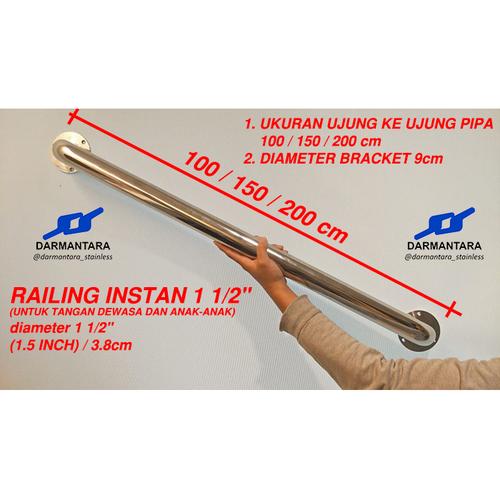 Jual RAILING TANGGA INSTAN 1 1/2" (3.8cm) PANJANG 2 METER - Silver ...