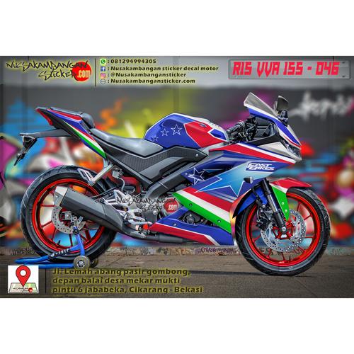 Jual Decal Motor Sticker Motor Yamaha R15 V3 Biru Grafis Merah ...