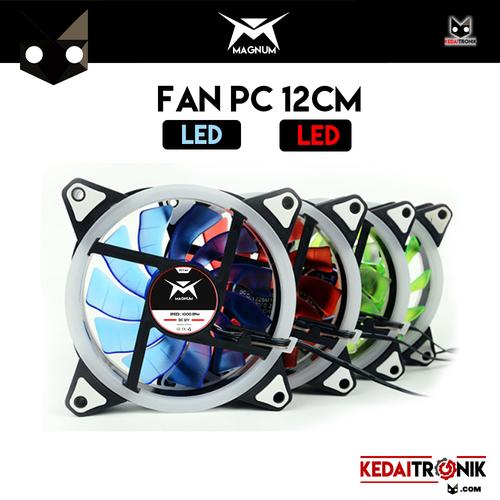 Jual Fan PC 12CM LED MAGNUM CPU Cooler PC Komputer Case Silent 3 PIN 4 ...