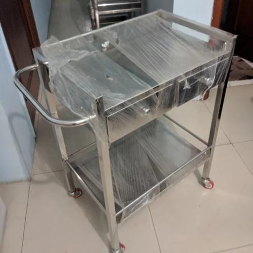 Jual Trolly Instrumen 2Susun - Trolly Stainless Steel - Dengan Laci 1-2 ...