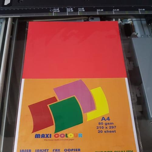 Jual Kertas HVS Warna Red A4 Maxi Colour 80gr isi 20 lembar - Satuan ...