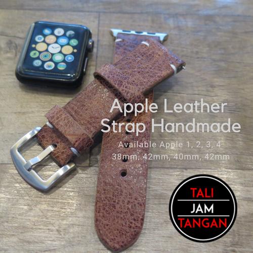 Jual Tali Jam AppleWatch Strap 1 2 3 4 Handmade Leather Strap 38 40 42 ...