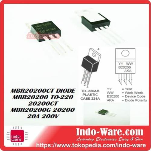 Jual MBR20200CT DIODE MBR20200 TO-220 20200CT MBR20200G 20200 20A 200V ...