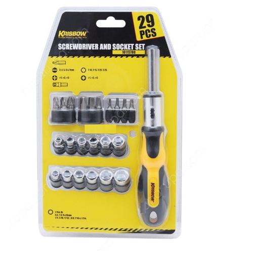 Jual Obeng Set Soket | Krisbow Screwdriver And Socket Set 29 - Kota ...