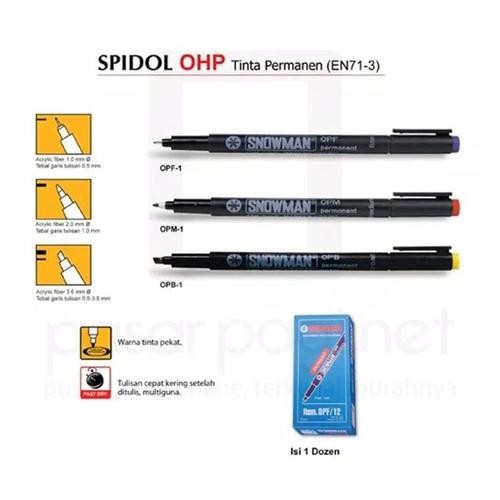 Jual Spidol Permanent Snowman OHP OPM OPF Pulpen - OPM Biru - Jakarta ...