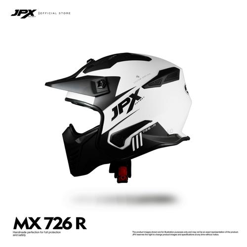 Promo JPX Full Face MX-726R Pearl White Gloss/Black - XL Cicil 0% 3x ...