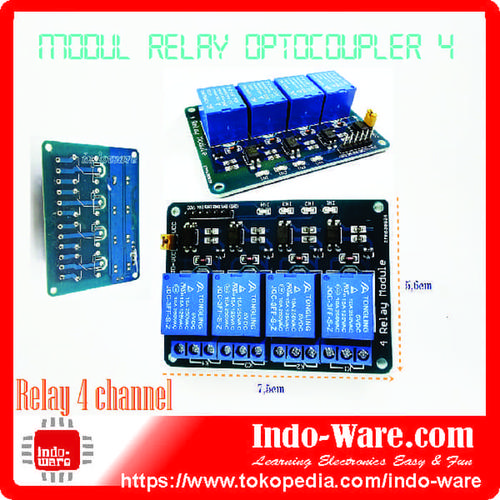 Jual Modul Relay optocoupler 4 Indoware modul relay 4 channel - Kota ...