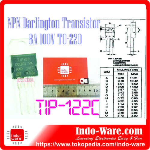 Jual TIP122 NPN Darlington Transistor 8A 100V TO-220 TIP122 tip122 tip ...