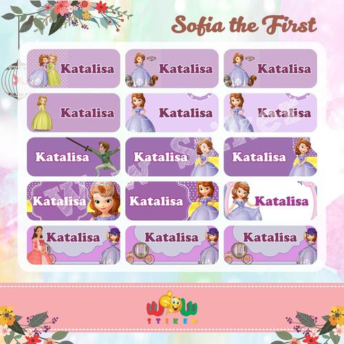 Jual Stiker / Sticker Label Nama Anak Waterproof Sofia the First - Kota ...
