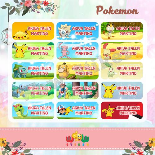 Jual Stiker / Sticker Label Nama Anak Waterproof Pokemon - Kota ...