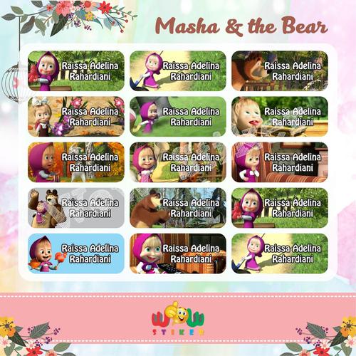 Jual Stiker / Sticker Label Nama Anak Waterproof Masha & the Bear ...
