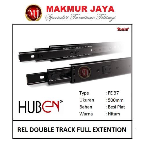 Jual Rel Double Track Ball Bearing Black Full Extension Huben FE37-50cm ...