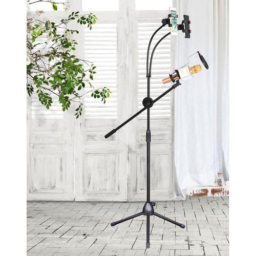 Jual Microphone Standing Holder Tripod with 2 Smartphone Holder Kaki ...