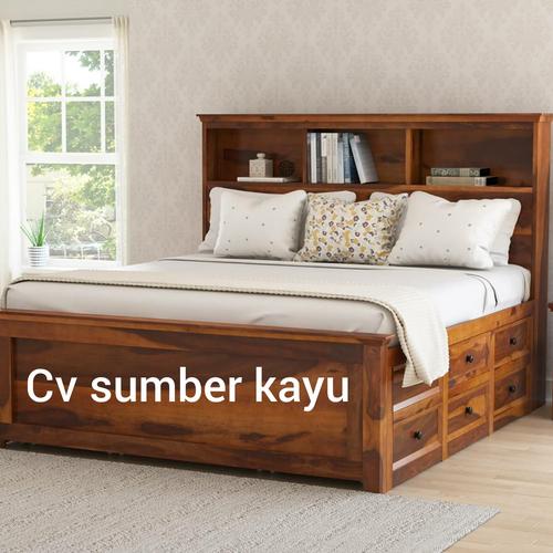 Jual dipan mewah kayu jati, wood bed frame 6 laci - Kab. Lebak - cv ...