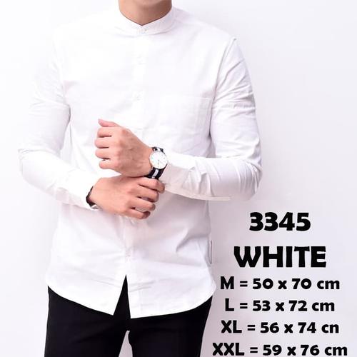 Jual Baju Hem Kemeja Putih Pria Lengan Panjang Kerah Shanghai Kancing1 ...
