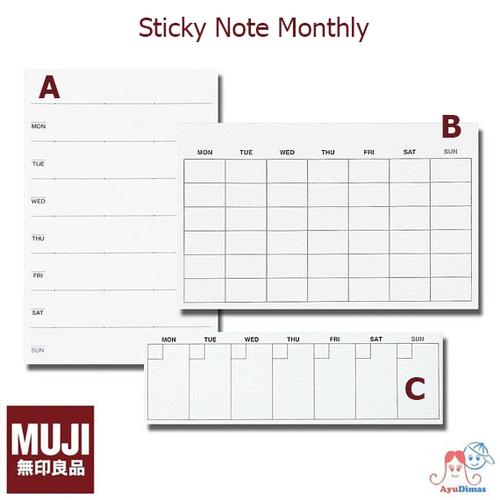 Jual MUJI - Planner Sticky Notes Monthly / memo - BBB - Jakarta Barat ...