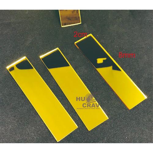 Jual akrilik bahan name tag gold mirror acrilic polos 2x8cm - Kab ...