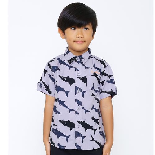 Jual Natawa Kemeja Anak Anak Print Biru Hitam - 5-6 tahun, Biru ...