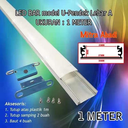 Jual Casing Aluminium for Hard Strip LED Model U-Pendek Lebar A 1 Meter ...