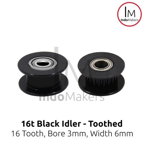 Jual Black Timing Belt Idler Pulley GT2 W6 D13 B3 16T With Teeth ...