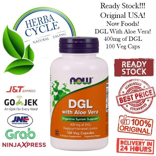 Jual Now Foods DGL With Aloe Vera 400mg 100 Veg Capsules Ori USA ...