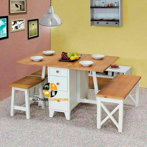 Jual Meja Makan Lipat Minimalis - Bangku - Kursi - Meja Portable 3 Laci ...