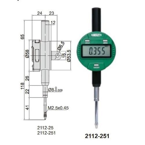 Jual Digital Indicator (lug back) 25.4mm/1" (standar model) Insize 2112 ...