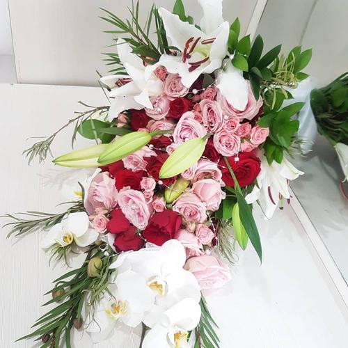 Jual Cascade Wedding Hand Bouquet Bride Pernikahan Buket Bunga Fresh ...