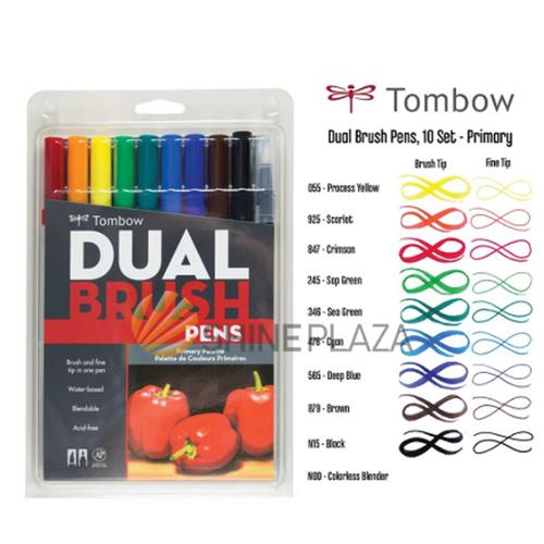 Jual Tombow Dual Brush Pen Set 10 Art Marker Primary Palette Colors ...