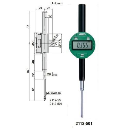 Jual Digital Indicator (lug back) 50.8mm/2" (standar model) Insize 2112 ...