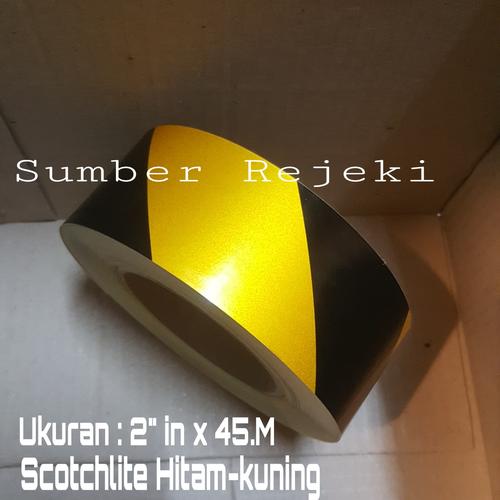 Jual Stiker Reflective Hitam-Kuning Ukuran 2" inchi x 45.M Scotchlite ...