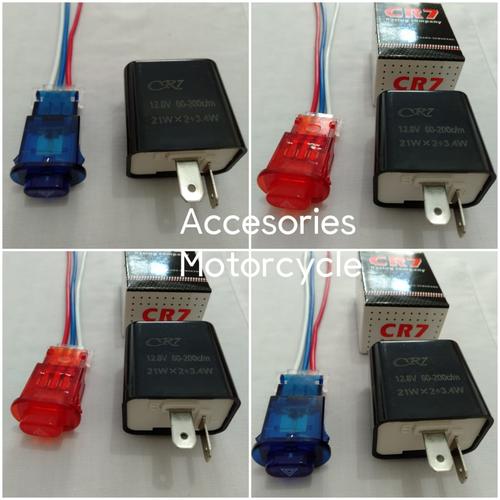 Jual Flasher Cr7 & Saklar Tombol On Off Lampu Hazard Motor Warna - Biru ...
