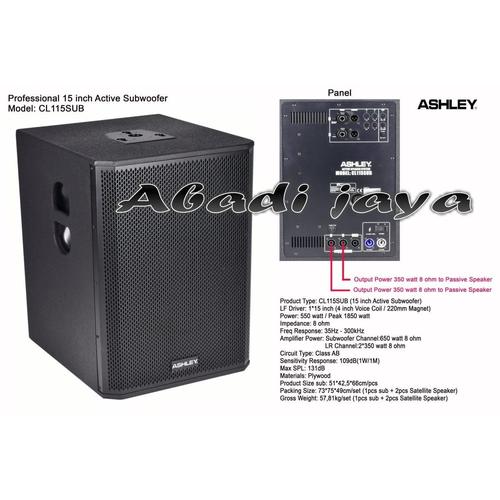 Jual Subwoofer Aktif Ashley CL115SUB Original 15 in With Output To ...