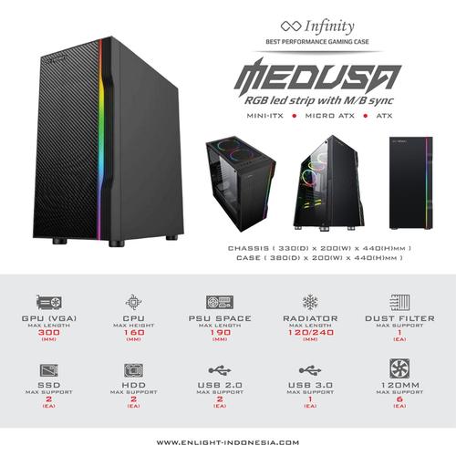 Jual Casing Case PC Gaming Enlight Medusa MID Tower - RGB LED Strip ...