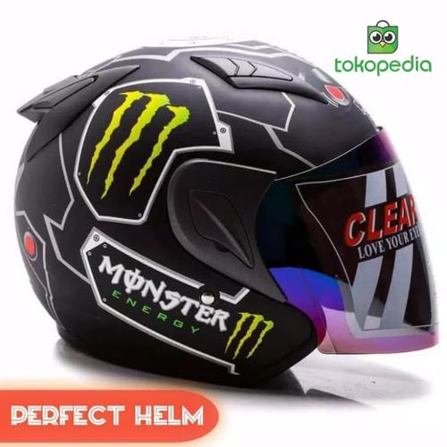 Jual Helm Pria Monster Dewasa Helm Motor Cowok Half Face Keren - Hitam ...