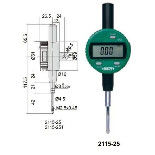 Jual Waterproof Digital Indicator (lug back) 25.4mm/1" Insize 2115-251 ...
