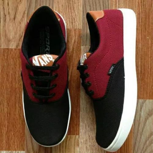 Jual SEPATU KETS VANS BLACK RED VK 2 SNEAKER PRIA WANITA HITAM MURAH ...